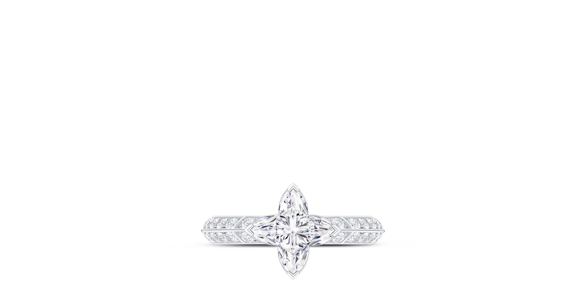 LV Diamonds Solitär-Ring mit Diamanten-Pavé, LV Monogram Sternschliff ...