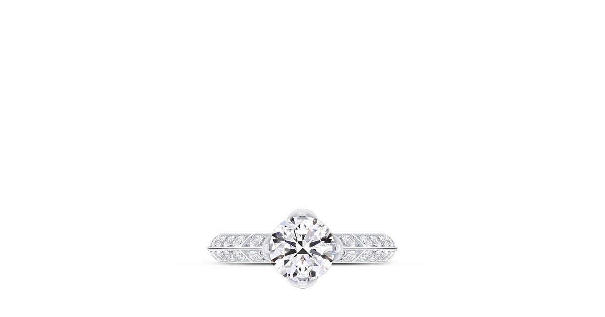 LV Diamonds Solitär-Ring mit Diamanten-Pavé, runder Brillantschliff ...