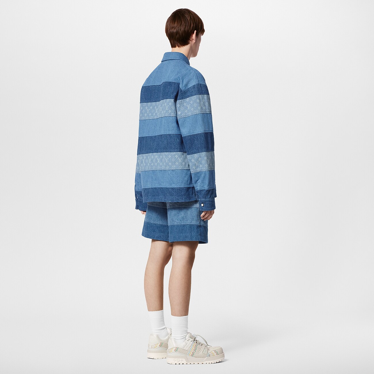 Shorts aus Denim mit Streifen- und Patchwork-Motiv - Ready to Wear ...